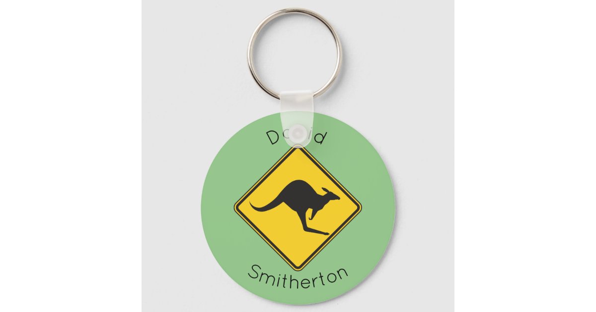 Kangaroo Warning Sign Keychain Gift Australia | Zazzle