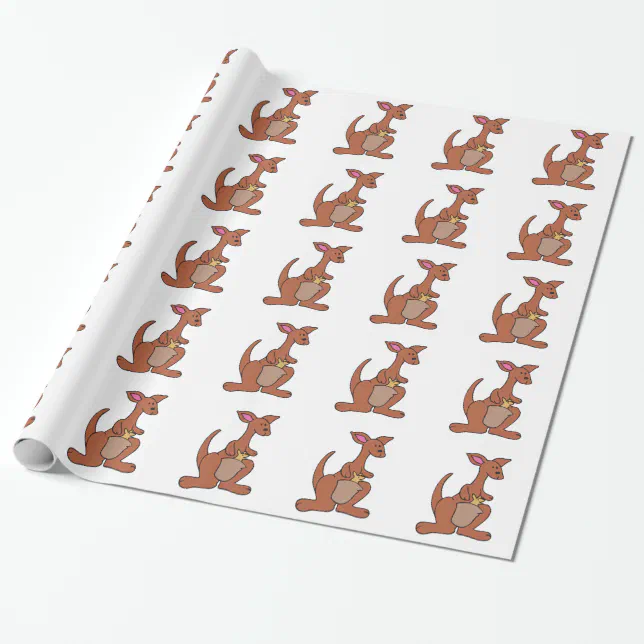 KANGAROO WITH JOEY WRAPPING PAPER | Zazzle