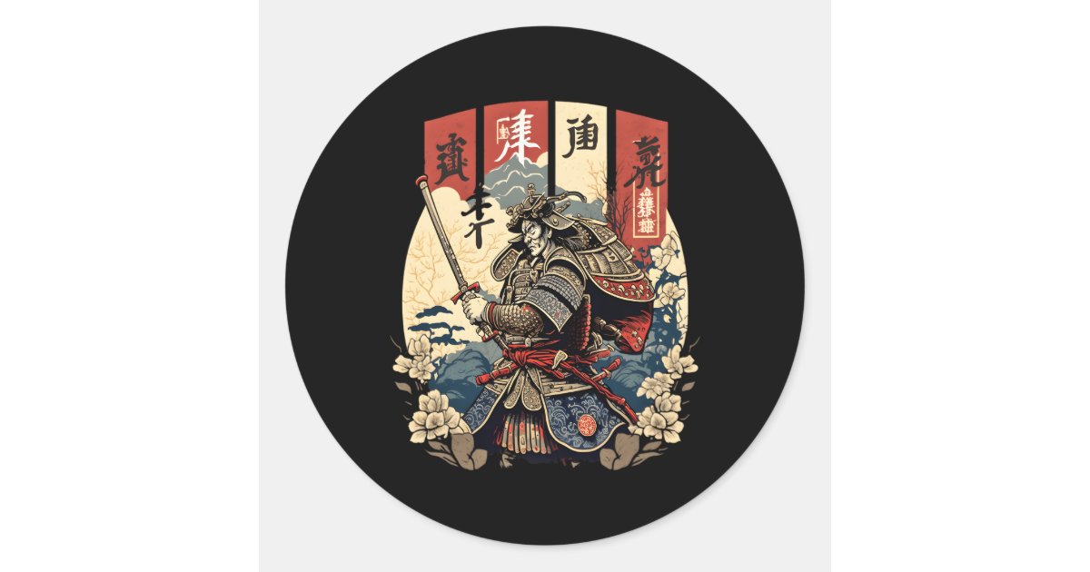 Kanji Katana Samurai Code Of Honor Bushi Classic Round Sticker | Zazzle