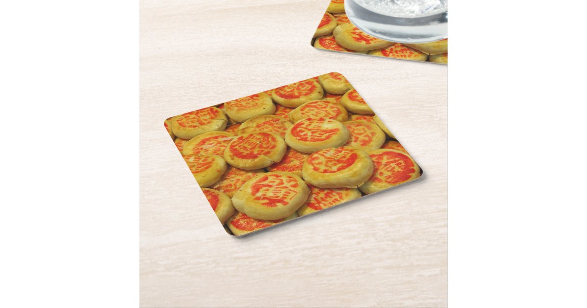 Kanom Pia ขนมเปี๊ยะ ~ Asian Sweets Desserts Food Square Paper Coaster ...