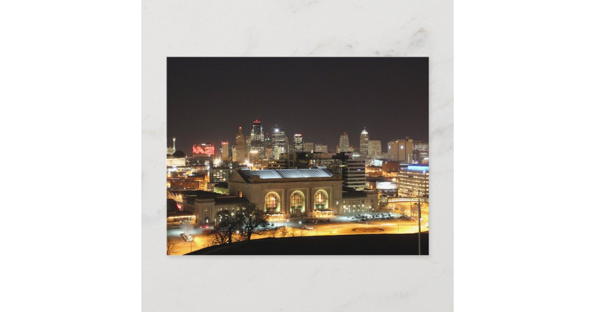 Kansas City Skyline at Night Postcard | Zazzle