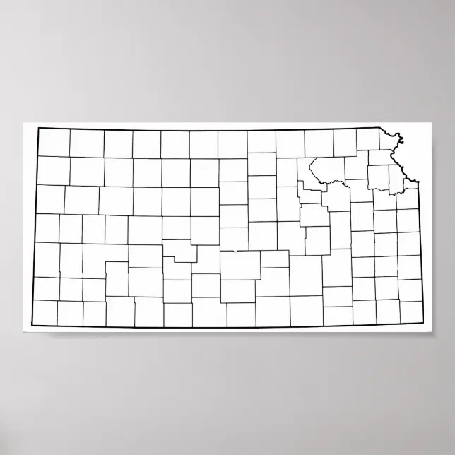 Kansas Counties Blank Outline Map Poster | Zazzle
