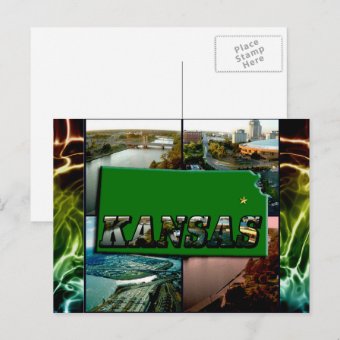 Kansas Map and Photos Postcard | Zazzle