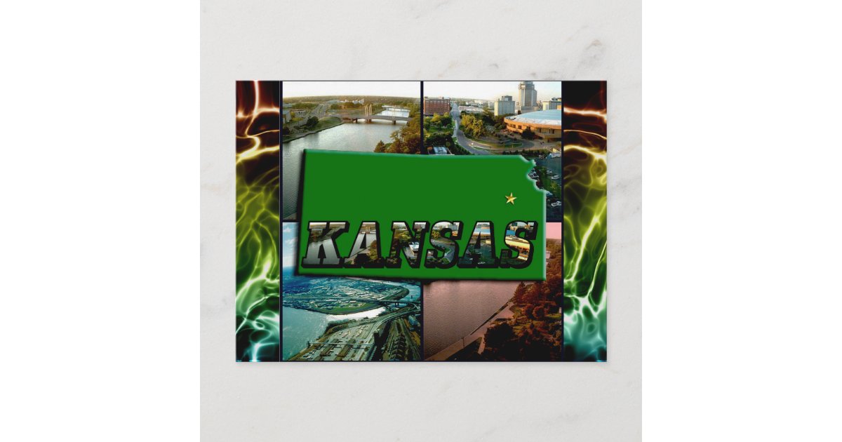 Kansas Map and Photos Postcard | Zazzle