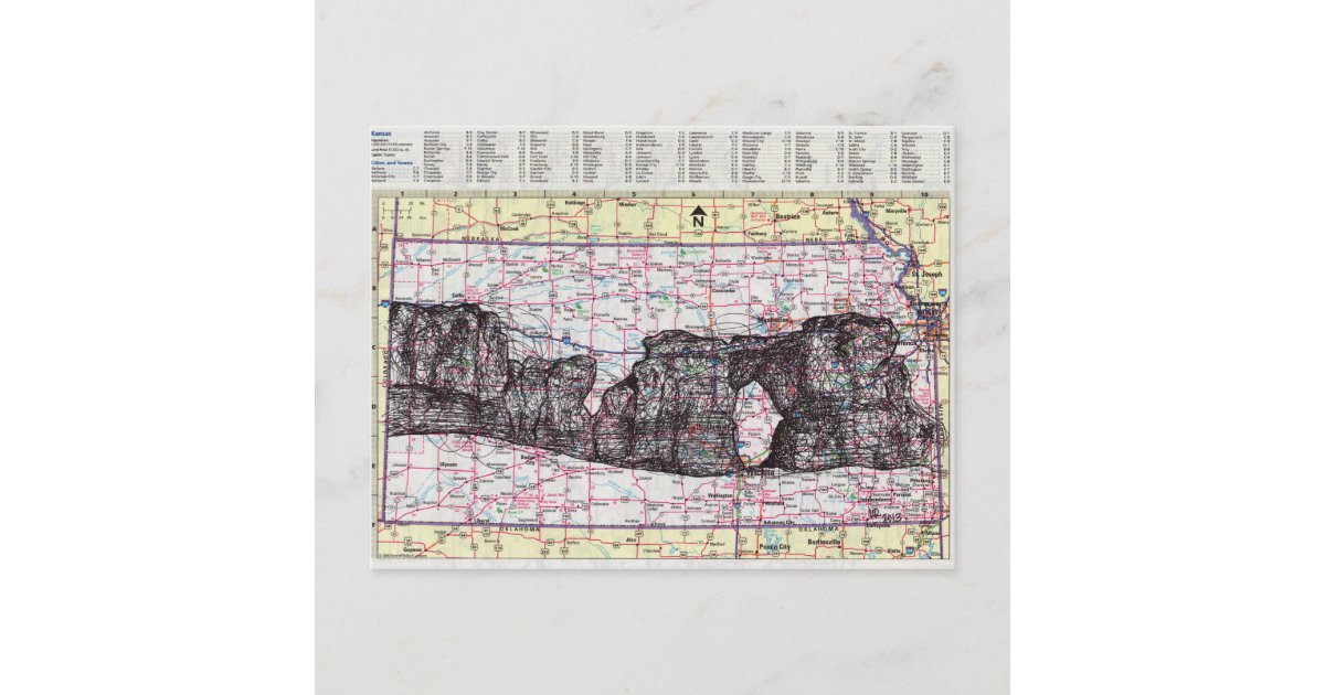 Kansas Map Art Postcard | Zazzle