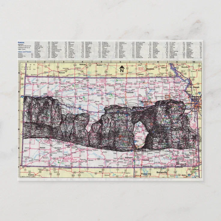 Kansas Map Art Postcard | Zazzle
