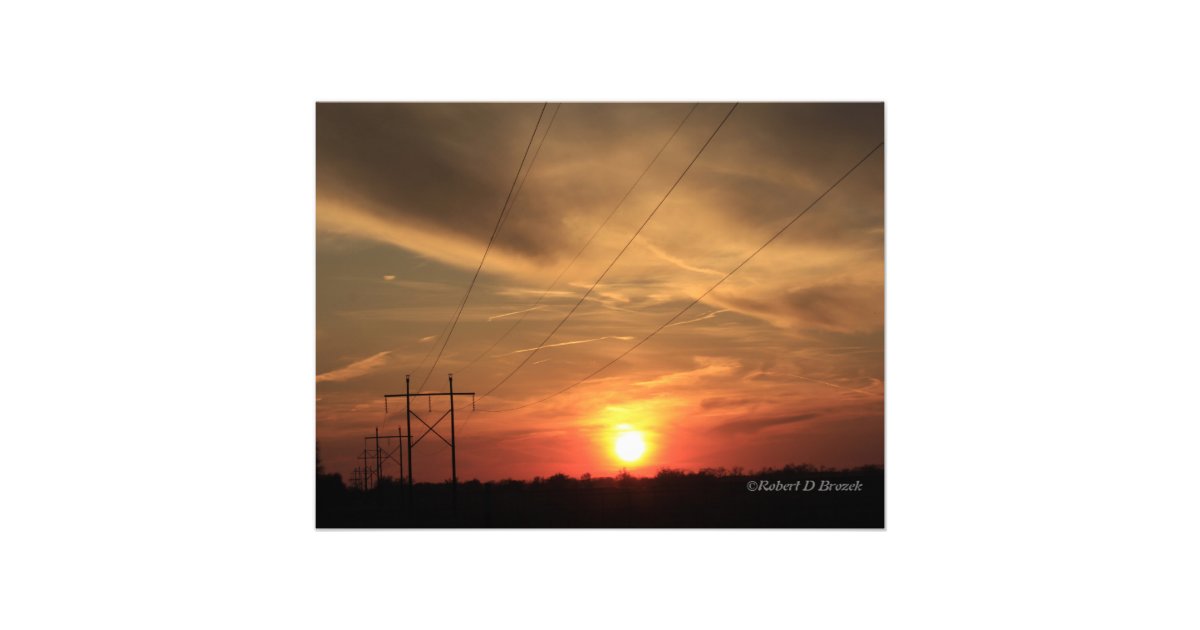 Kansas Power Line Sunset Photo Print | Zazzle