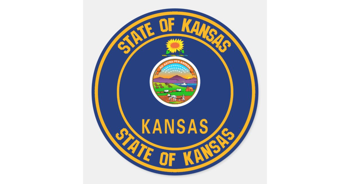 Kansas Round Emblem Classic Round Sticker | Zazzle