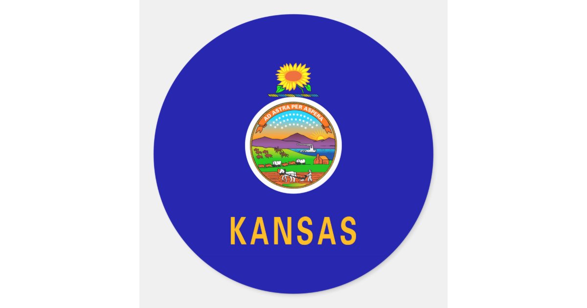 Kansas State Flag Design Classic Round Sticker | Zazzle