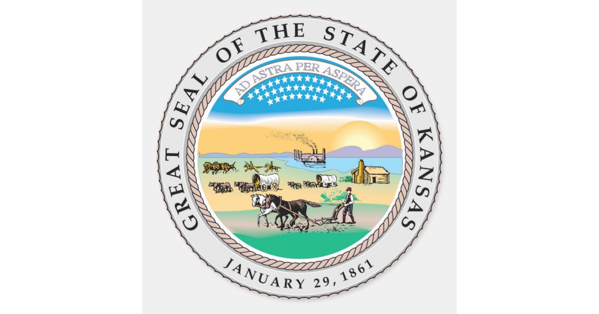 Kansas state seal america republic symbol flag | Zazzle