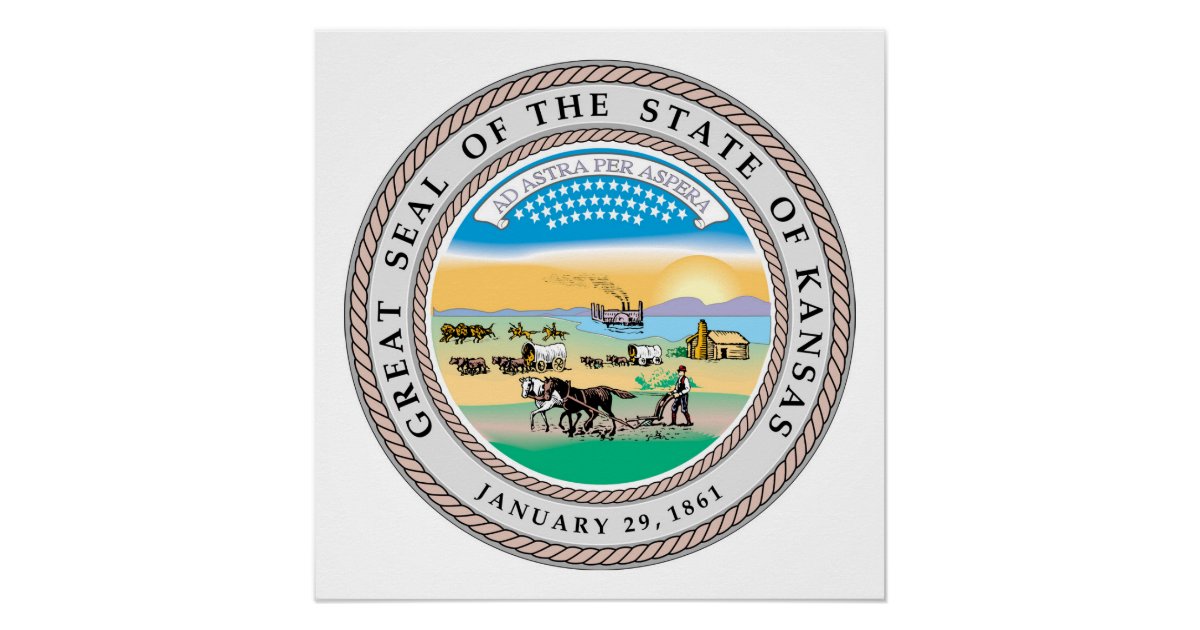 Kansas state seal america republic symbol flag poster | Zazzle