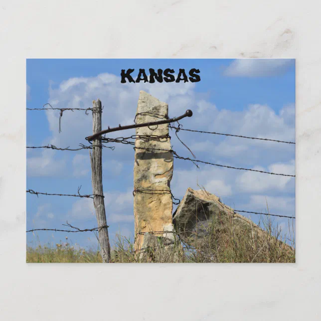 Kansas Stone Post Fence Post, Post Card. Postcard | Zazzle