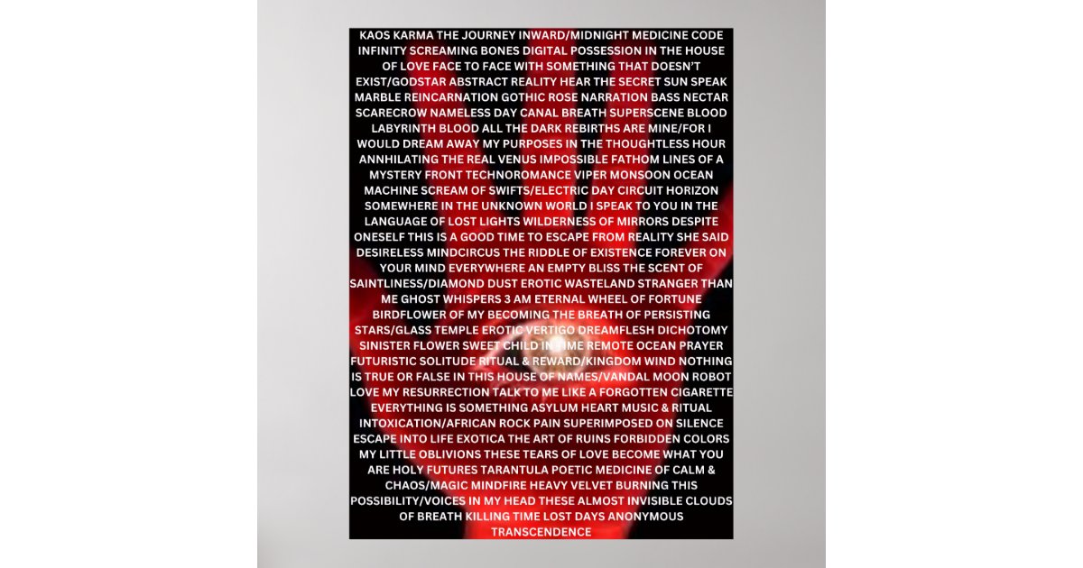 KAOS KARMA original poem poster | Zazzle