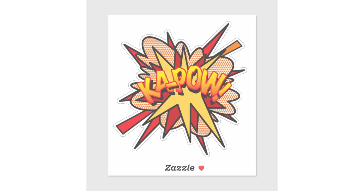 KAPOW Fun Retro Comic Book Pop Art Sticker | Zazzle