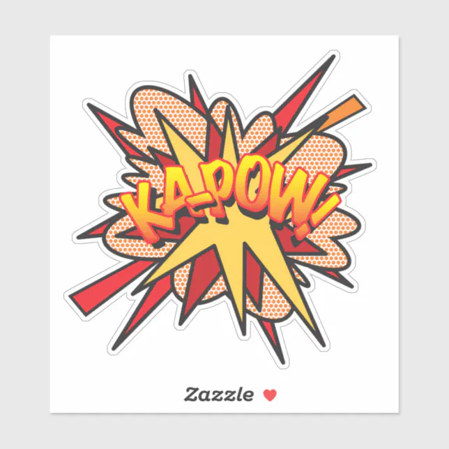 KAPOW Fun Retro Comic Book Pop Art Sticker | Zazzle