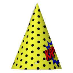 Kapow Pop Art Cartoon Superpower Birthday Hat | Zazzle