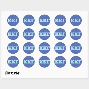 Kappa Kappa Gamma Baby Blue Letters Classic Round Sticker | Zazzle