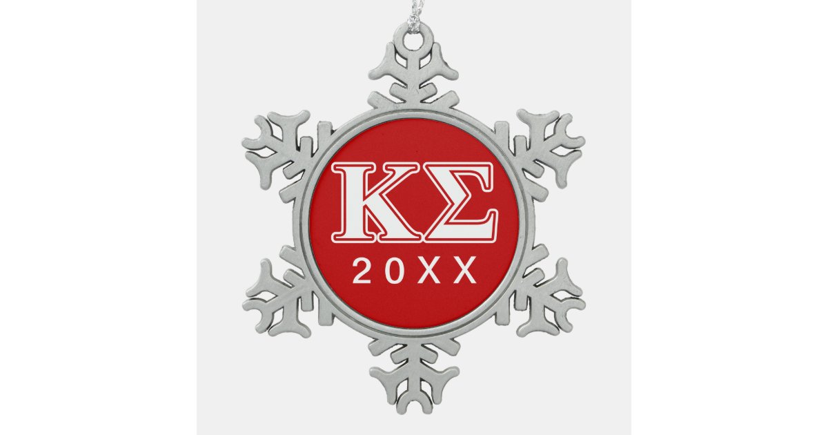 Kappa Sigma White and Red Letters Snowflake Pewter Christmas Ornament ...
