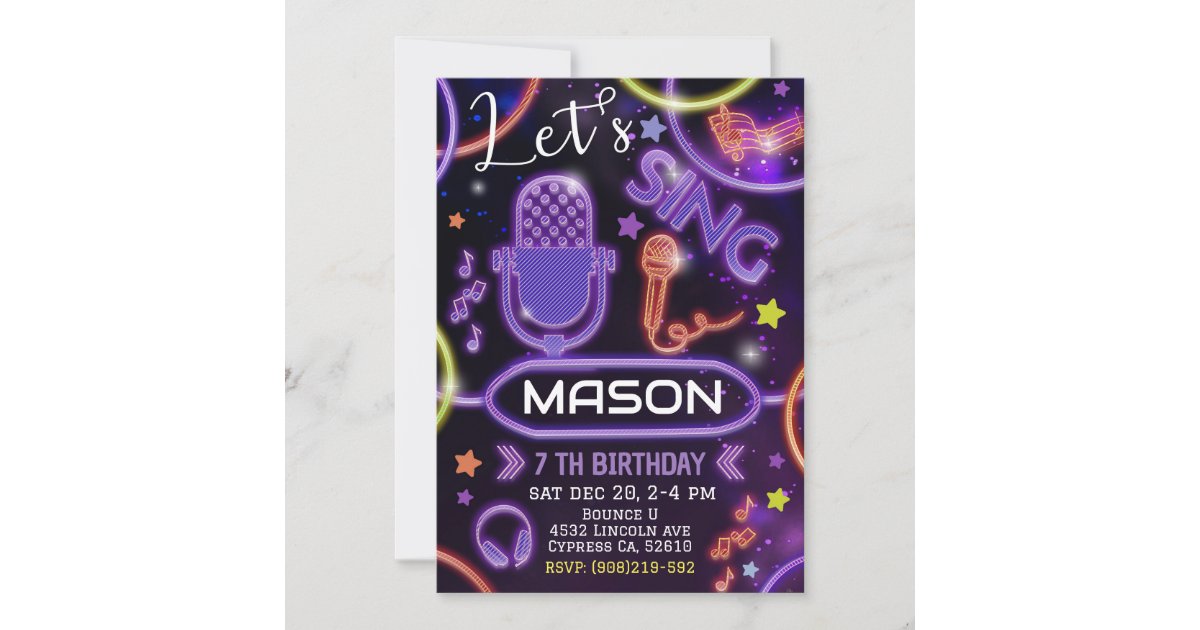 Karaoke Invitation, Music Karaoke Party Invitation | Zazzle