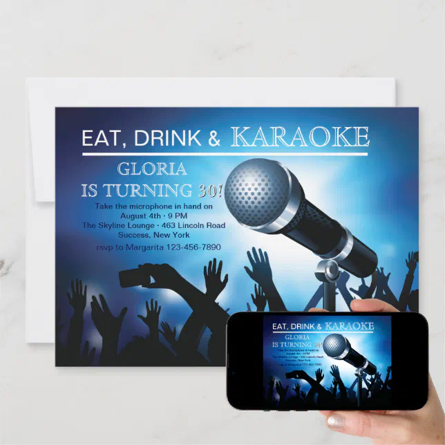 Karaoke Night Adult Birthday Party Invitation | Zazzle