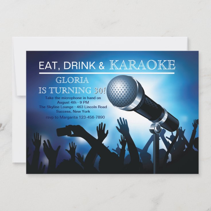 Karaoke Night Adult Birthday Party Invitation | Zazzle