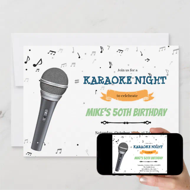 Karaoke night birthday Invitation | Zazzle