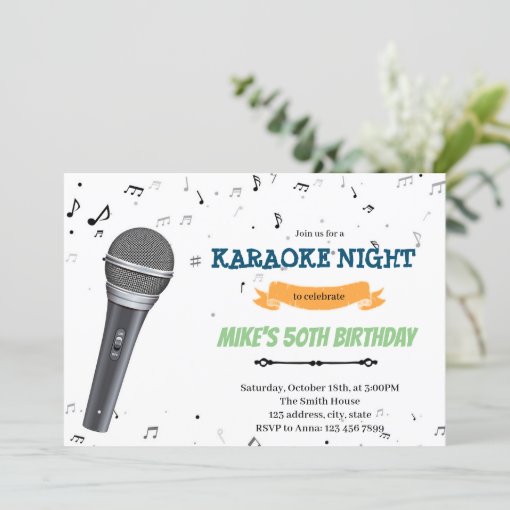 Karaoke night birthday Invitation | Zazzle