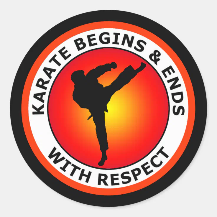 KARATE BEGINS AND ENDS WITH RESPECT CLASSIC ROUND STICKER | Zazzle