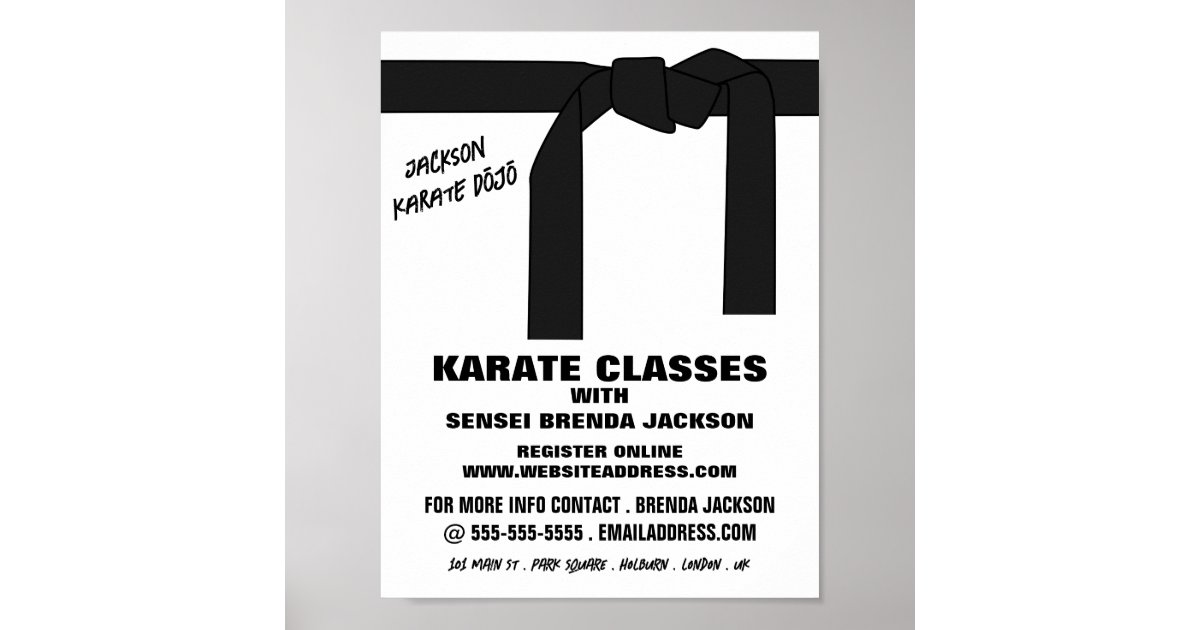 Karate Belt, Karate Class Advertising Poster | Zazzle
