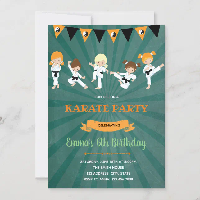 Karate Birthday Party Invitation | Zazzle