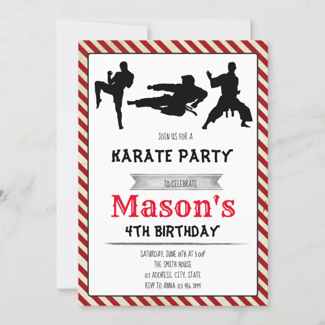Karate birthday party invitation | Zazzle