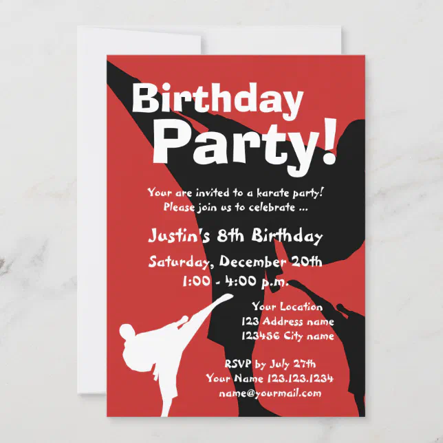 Karate Birthday party invitations for kids | Zazzle