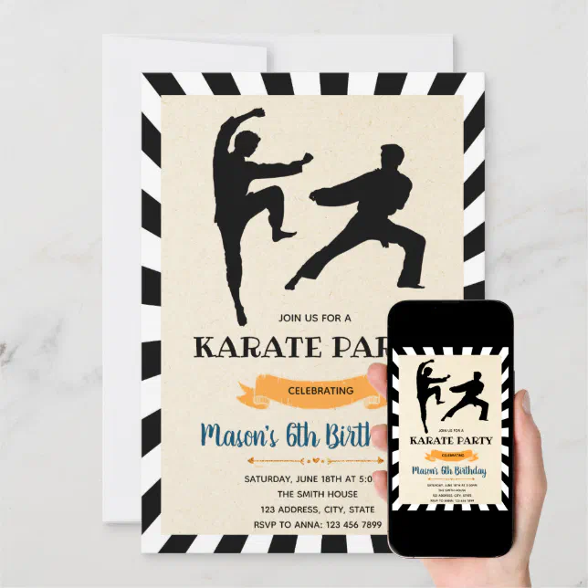 karate boy birthday invitation card | Zazzle
