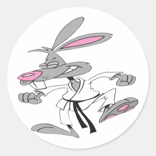 Karate-Bunny Classic Round Sticker | Zazzle