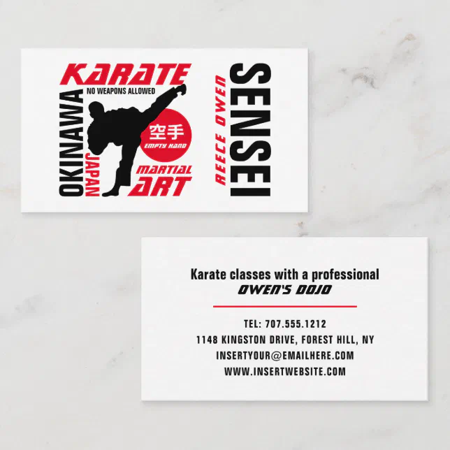 Karate Design, Sensei Business Card | Zazzle