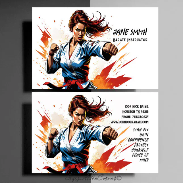 Karate Female Instructor Business Card | Zazzle