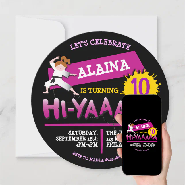 Karate Girl Birthday Party Invitation Invitation | Zazzle