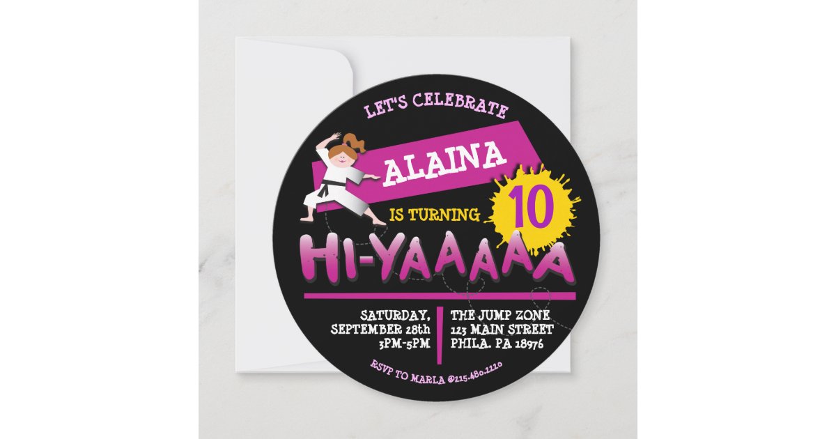 Karate Girl Birthday Party Invitation Invitation | Zazzle