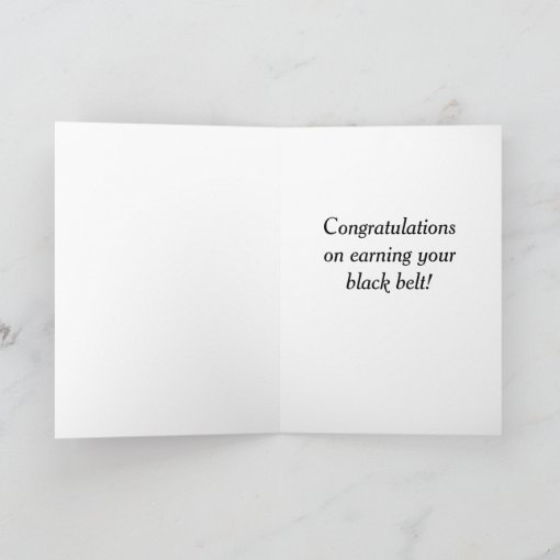 Karate Girl Congratulations Black Belt Card | Zazzle