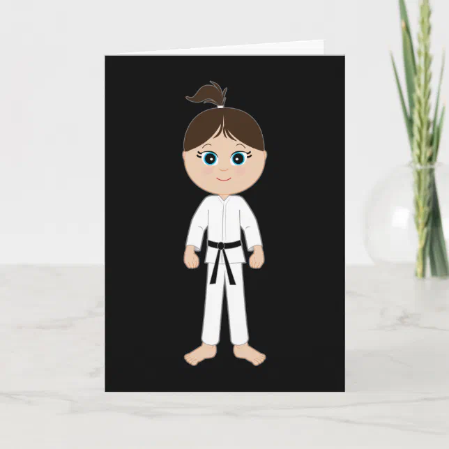Karate Girl Congratulations Black Belt Card | Zazzle