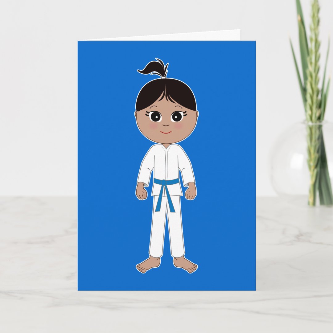 Karate Girl Congratulations Blue Belt Card | Zazzle