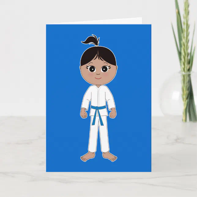 Karate Girl Congratulations Blue Belt Card | Zazzle