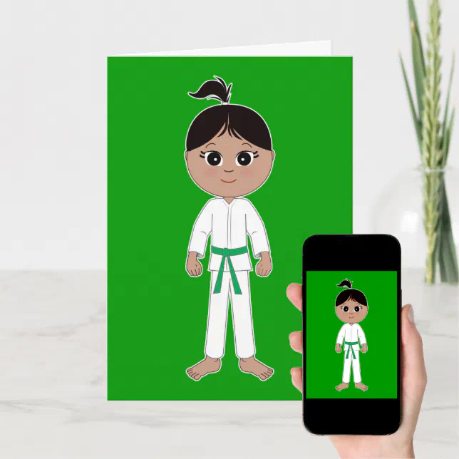 Karate Girl Congratulations Green Belt Card | Zazzle