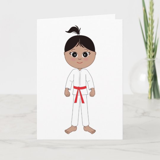 Karate Girl Congratulations Red Belt Card | Zazzle
