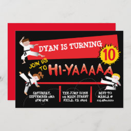 Karate Kick Red Birthday Party Invitation | Zazzle