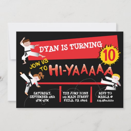 Karate Kick Red Birthday Party Invitation | Zazzle