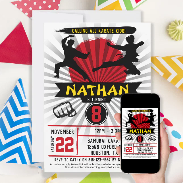 Karate Kid Martial Arts Cobra Kai Invitation | Zazzle