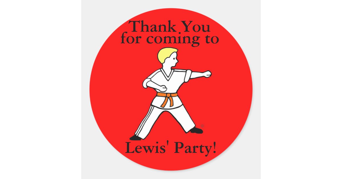 Karate Kid Party Stickers customized for Lewis | Zazzle