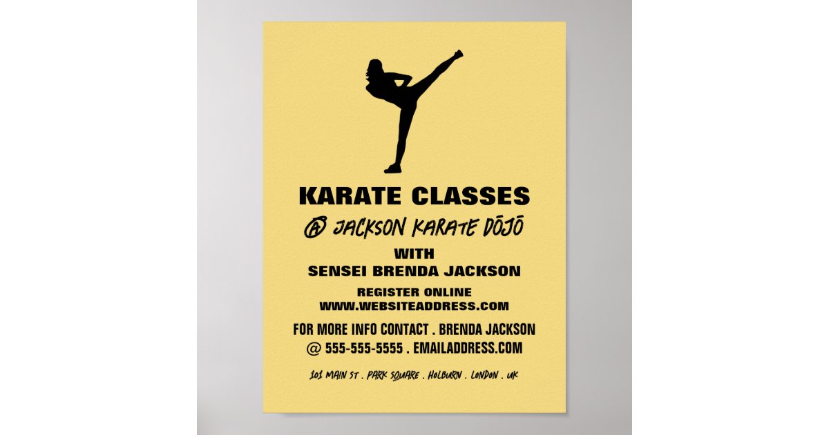 Karate Silhouette, Karate Class Advertising Poster | Zazzle