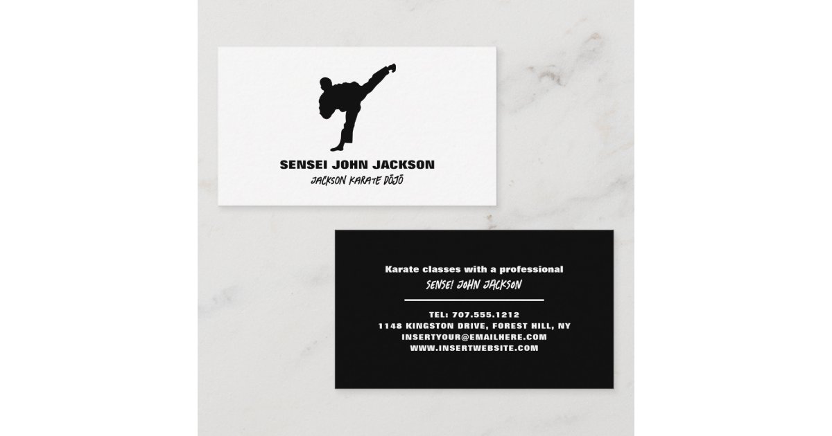 Karate Silhouette, Karate Sensei Business Card | Zazzle
